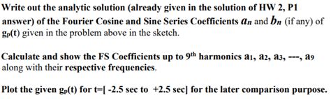 Solved Problem This Problem Is On The Calculation Of Fourier