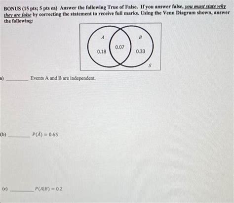Solved Bonus 15 Pts 5 Pts Ea Answer The Following True Of False