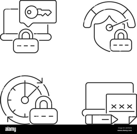 Laptop Passwords Linear Icons Set Stock Vector Image And Art Alamy