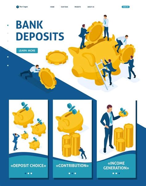 Premium Vector Isometric Landing Page The Concept Of Investing In A Bank Deposit Small People