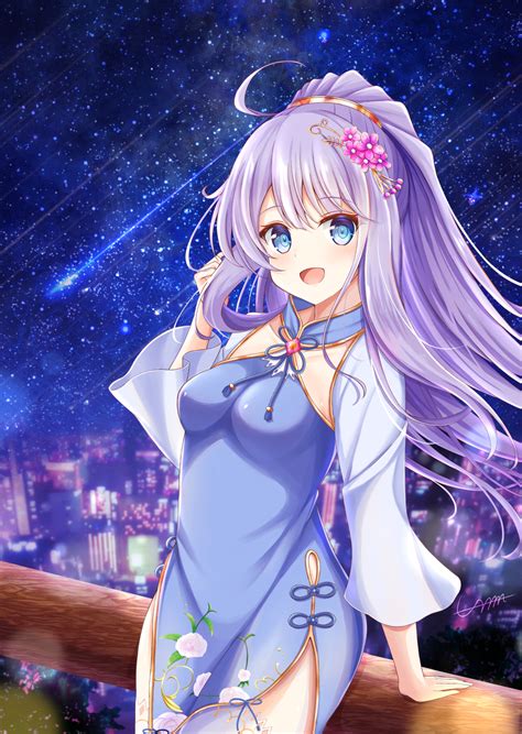 Emn Priscilla Marcell De Palvin Iris Mysteria Highres 1girl Ahoge Blue Eyes Blue Hair