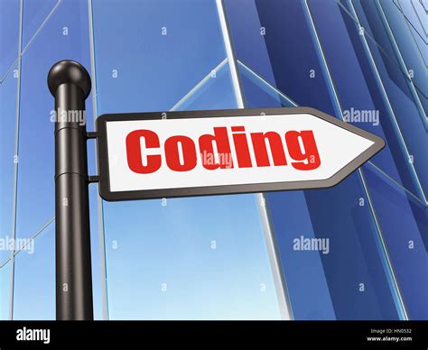 Software Concept Sign Coding On Building Background 3d Rendering