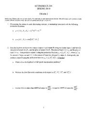 Micro Econ Practice Test 3 ECONOMICS 201 SPRING 2010 EXAM 2 Instructions Please Mark Your