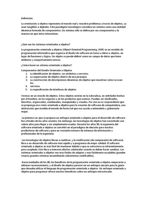 sistema orientado a objetos pdf objeto informática programación