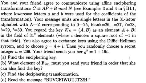 solved you and your friend agree to communicate using affine