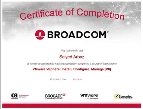 Completed Vmware Vsphere Install Configure Manage [v8] Saiyed Arbaz 20 Comments