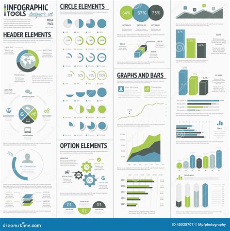 Information Graphics Line Icons Collection Ata Visualization Charts
