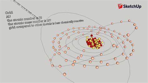 Gold Atomic Model 3d