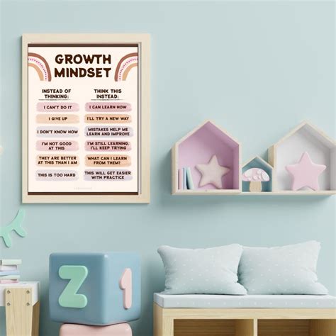Larkinroad Empowering Growth Mindset Print X In Unframed Boho Rainbow Therapy Office Wall