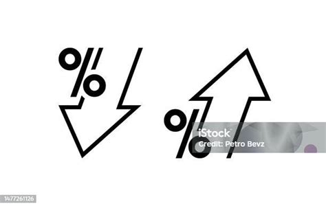 위쪽 및 아래쪽 화살표가 있는 백분율 선 아이콘입니다 백분율 기호가 있는 백분율 화살표입니다 은행 신용 금리 금융 및 돈 영역에 대한 디자인 개념 가격에 대한 스톡 벡터