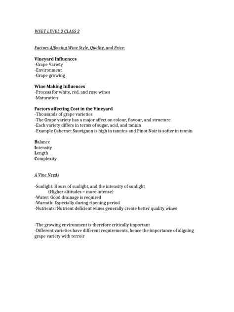 Wset Level 2 Class 2 Pdf Phenolic Content In Wine Wine