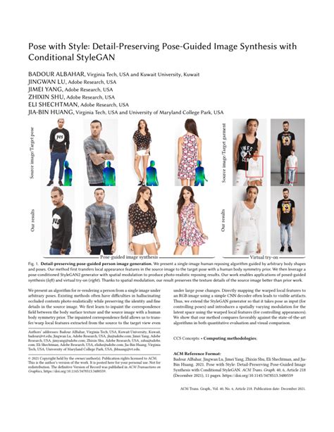 Pose Guided Image Synthesis With Conditional Stylegan
