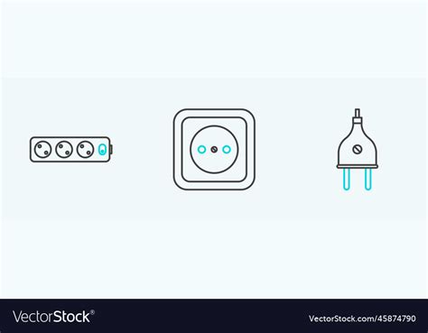 Set Line Electric Plug Extension Cord Royalty Free Vector