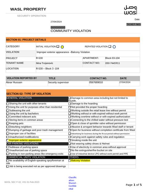 4th repeated violation report r530 block 03 104 improper
