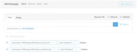 Prometheus Alertmanager Web UI Alerts Silence
