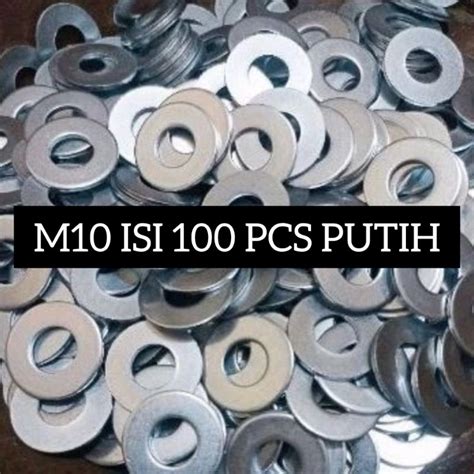 Jual Ring M10 100 Pcs Ring Plat M10 Putih Untuk Baut Kunci 14 Shopee Indonesia