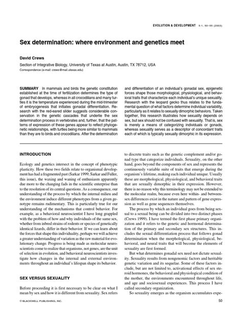 Sex Determination Where Environment And Genetics Meet Pdf Sex