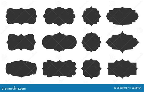 Royal Retro Blank Vignette Text Frame Tag Set Stock Vector
