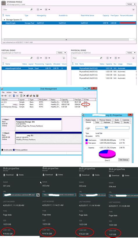 Azure Vhd Storage Pool Space Usage Stack Overflow