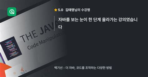 김태영의 생생한 수강후기 더 자바 코드를 조작하는 다양한 방법 강의 인프런 수강평
