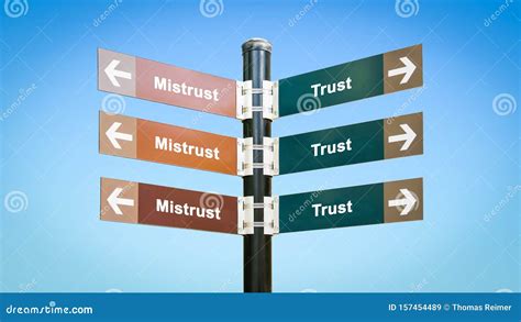 Street Sign To Trust Versus Mistrust Stock Image Image Of Distrust