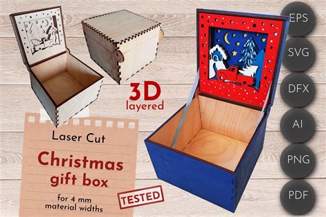 Christmas T Box Laser Cut Svg 3d · Creative Fabrica