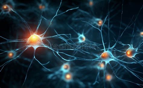 Science Nerve Neurology Synapse Neuron Cell Brain Nucleus Neural Biology Stock Illustration