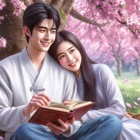 Ai Couple Beautiful Scenery Nature Beautiful Roses Cartoon Girl