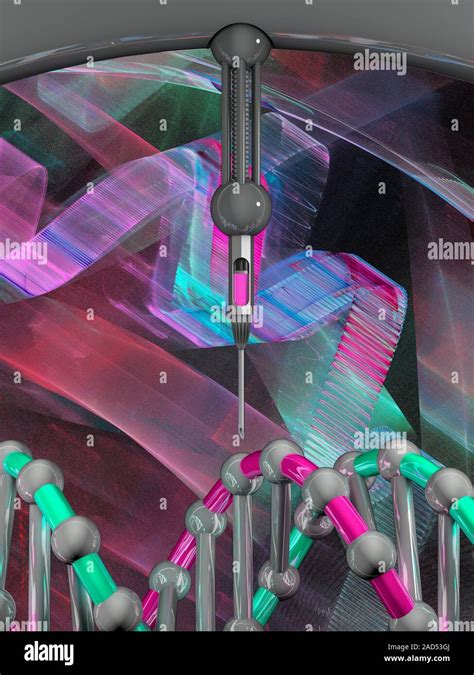 Conceptual Illustration Depicting The Process Of Genetic Engineering By Injecting Modified Dna