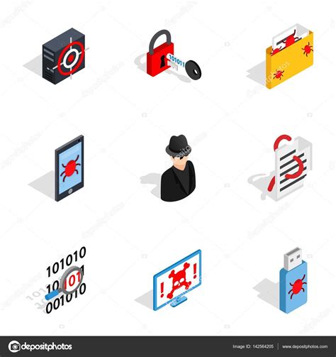 Hacker Icons Isometric 3d Style Stock Vector Image By ©ylivdesign