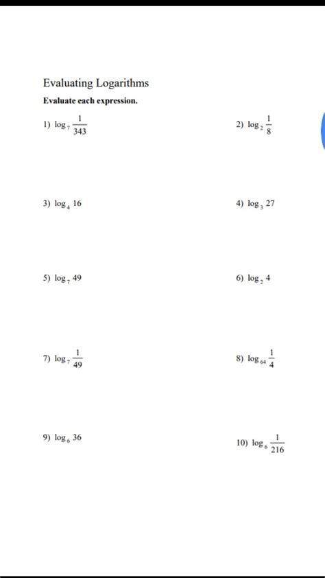 Solved Evaluating Logarithms Evaluate Each Expression Chegg Com