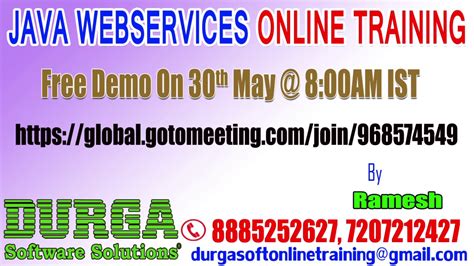 Java Webservices Online Training By Mr Ramesh Demo On 30th May 800am