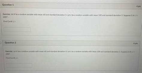 Solved Exercise Let K Be A Random Variable With Mean And Chegg