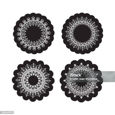 만다라 원형 장식 세트 로고 문신 인쇄 물 및 엽서에 적합합니다 벡터 일러스트레이션 0명에 대한 스톡 벡터 아트 및 기타 이미지 0명 꽃 식물 문신 Istock