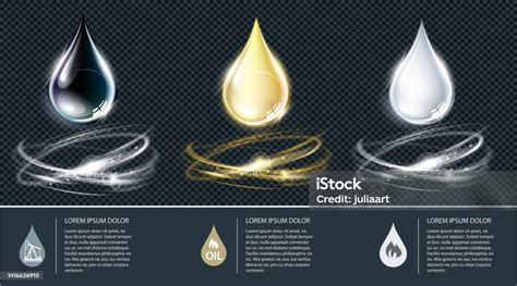 원유 석유 모터 오일 등유 푸른 물 방울 및 투명한 조명 효과 세트 디자인과 로고에 대한 현실적인 고립 된 벡터 아이콘을 수집하십시오 0명에 대한 스톡 벡터 아트 및 기타