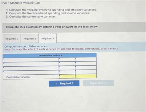 Solved Svr Standard Variable Rate 1 Compute The Variabie