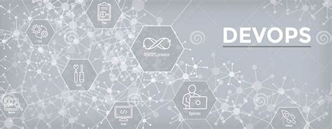 Devops Icon Set Dev Ops Web Header Banner Stock Vector Illustration