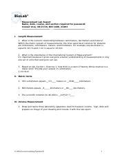 Bio Lab Measurement Doc BioLab Measurement Lab Report Name Date Course And Section Required