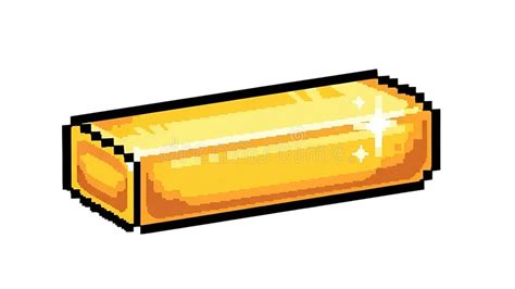 Retro 16 Bit Pixel Art Gold Ingot Sprite Ideal For Classic Rpg Video