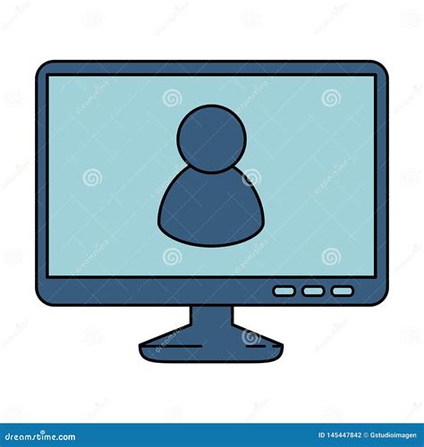 Monitor Computer With User Avatar Stock Illustration Illustration Of