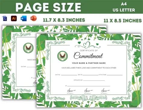 Beautiful Commitment Ceremony Certificate