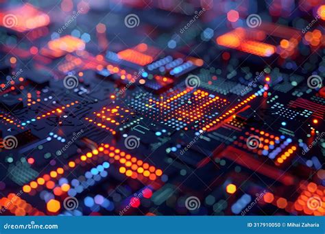 Glowing Circuit Board With Advanced Technology Detail Illustration Stock Illustration