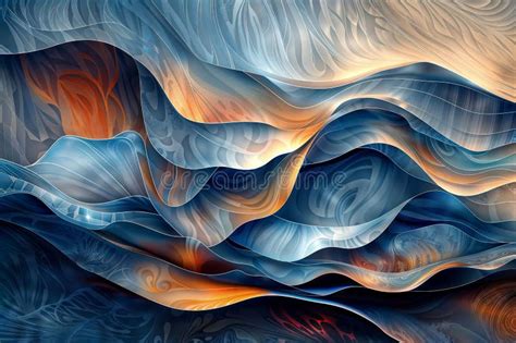Abstract Wavy Texture Creating Elegant Fluid Art Generative Ai Stock Illustration