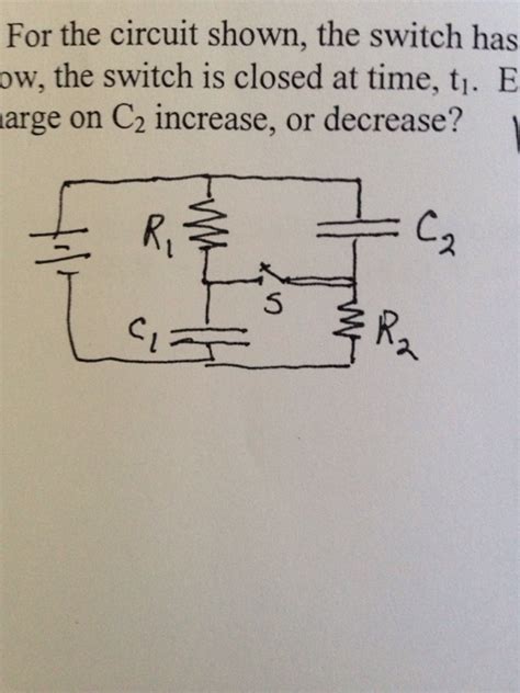for the circuit shown the switch has been open for a long time