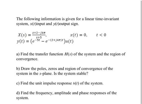 solved the following information is given for a linear