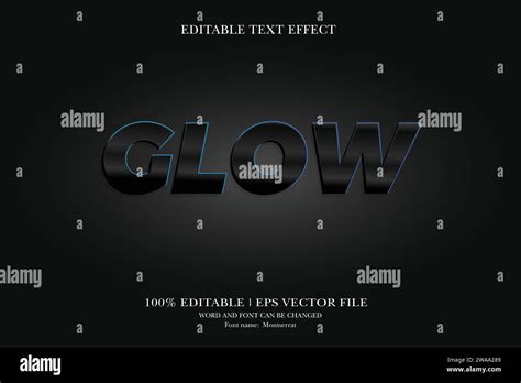 Glow 3d Text Effect Styles Mockup Concept Black Text Stock Vector Image