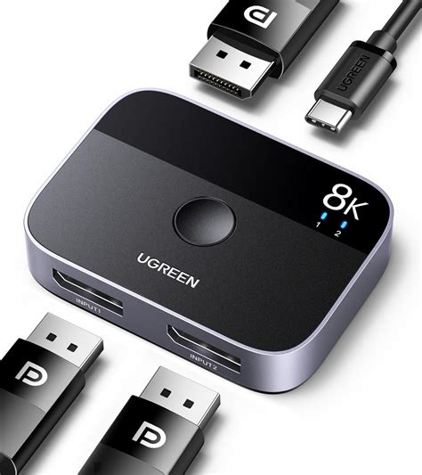 Ugreen Displayport Switch 8k Dp 14 Bidirectional Display Port Splitte