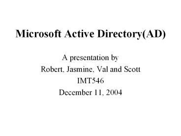 Microsoft Active Directory AD Presentation Free To Download