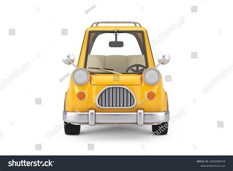 Yellow Cartoon Car On White Background Stock Illustration 2092096534