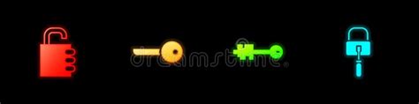 Set Safe Combination Lock Key Old Key And Lock Picks For Picking Icon Vector Stock Vector